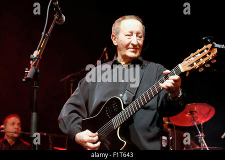 The famous Algerian singer, Idir, performs live on stage at the Clapham ...