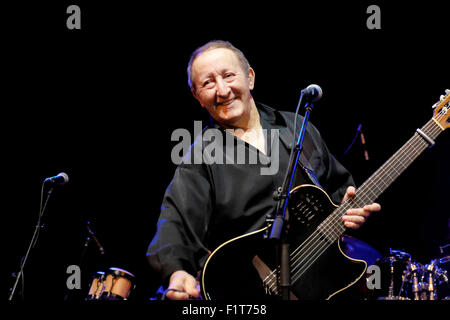The famous Algerian singer, Idir, performs live on stage at the Clapham ...