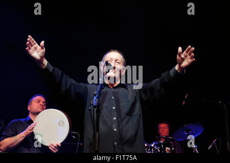 The famous Algerian singer, Idir, performs live on stage at the Clapham ...