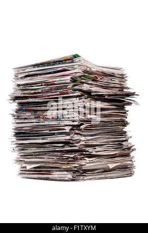 Tall stack of paper isolated on white background Stock Photo - Alamy