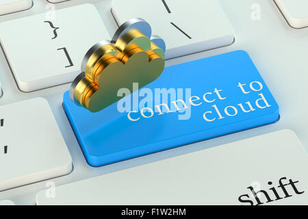 Connect to cloud concept on button of the keyboard key Stock Photo - Alamy