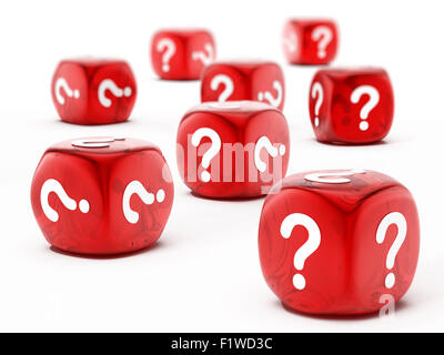 Dice with question mark symbol Stock Photo - Alamy