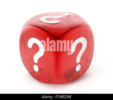 Dice with question mark symbol Stock Photo - Alamy