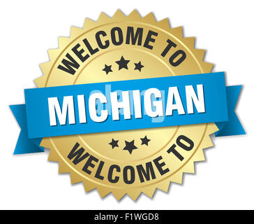 welcome to Michigan blue round vintage stamp Stock Photo - Alamy