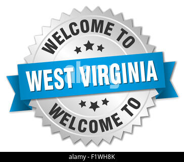 welcome to West Virginia blue round vintage stamp Stock Photo - Alamy