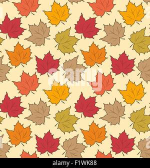 Autumn maple leaves seamless pattern. Colorful fall foliage vector ...