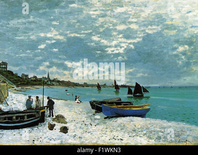 Claude Monet, The Beach at Sainte-Adresse, landscape painting, 1867 ...