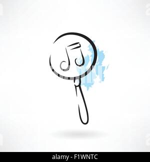 open box and magnifying glass icon over white background, block style ...