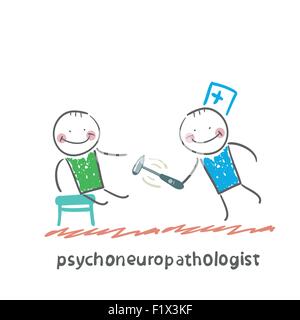 psychoneuropathologist check the patient's nerves. Fun cartoon style ...