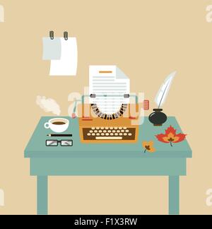 desktop typists illustration illustration. Flat modern style vector ...