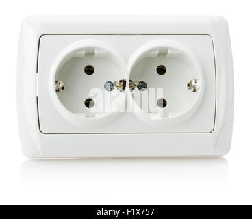 Double socket outlet with white background Stock Photo - Alamy