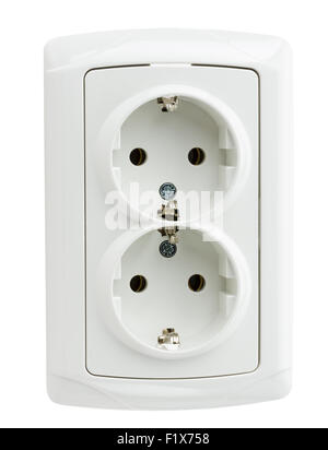 Double socket outlet with white background Stock Photo - Alamy