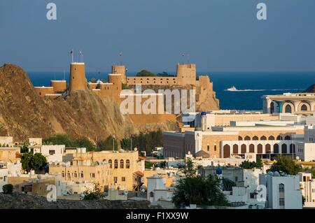Oman, Muscat, historical center and sultan's palace between the ...