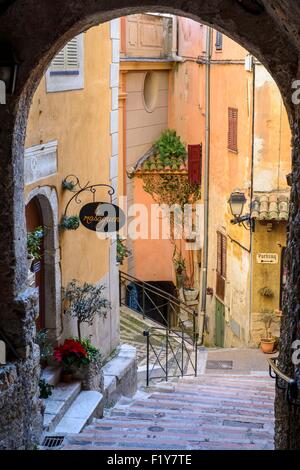 France, Alpes Maritimes, Nice, the hilltop village of Roquebrune Cap ...