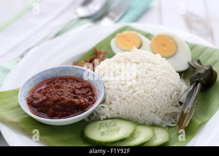 Traditional Malaysian breakfast called Nasi lemak Stock Photo - Alamy