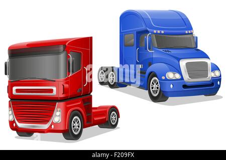 big blue and red trucks vector illustration isolated on white ...