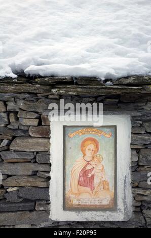 Switzerland, Ticino, Locarno, ski touring across abandoned villages to ...