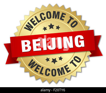 welcome to Beijing red round ribbon stamp Stock Photo - Alamy