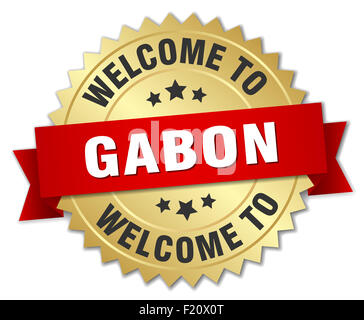 welcome to Gabon red round ribbon stamp Stock Photo - Alamy