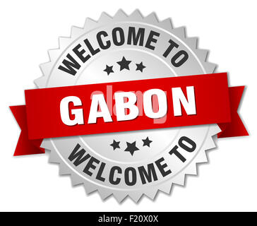 welcome to Gabon red round ribbon stamp Stock Photo - Alamy