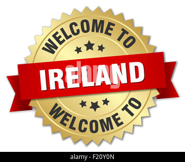 welcome to Ireland red round ribbon stamp Stock Photo - Alamy
