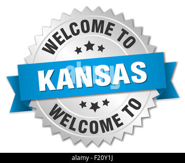 welcome to Kansas blue round vintage stamp Stock Photo - Alamy