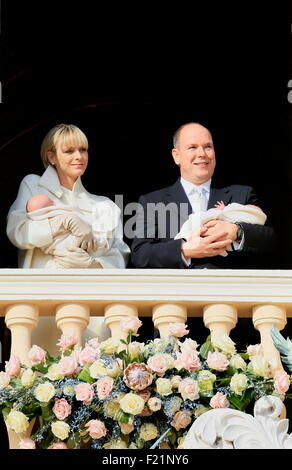 Prince Albert II of Monaco with his twin children Prince Jacques and ...