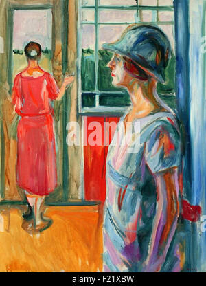 Edvard Munch, Two Women on the Shore, woodcut print, 1898 Stock Photo ...