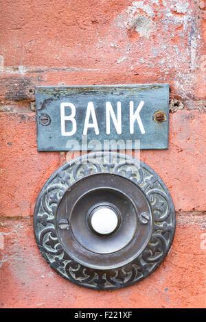 Bank Sign on Building Door Stock Photo - Alamy