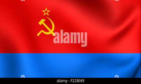 The flag of the Ukrainian Soviet Socialist Republic and Emblem. The ...