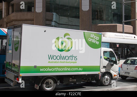 australian woolworths supermarket delivery vehicle in Sydney taking ...