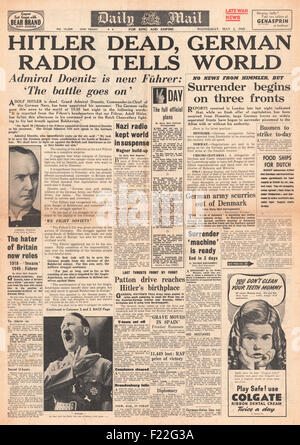 1945 Daily Mail front page reporting VE Day Stock Photo: 87337626 - Alamy