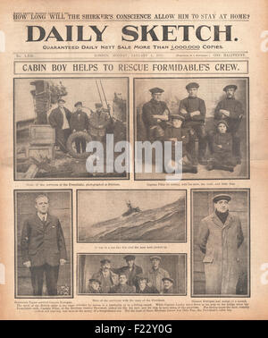 ROYAL NAVY: HMS "Formidable" in Plymouth Sound. Battleship, antique ...