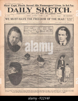 1915 Daily Sketch White Star Liner SS Arabic sunk by U-Boat Stock Photo ...