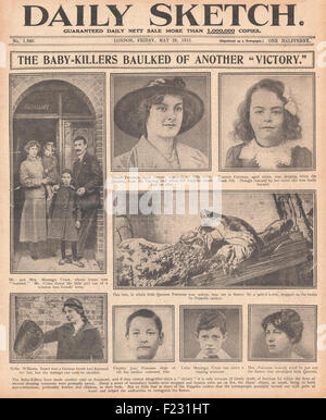 1915 Daily Sketch Zeppelin LZ-38 bombs Ramsgate and Dover Stock Photo ...