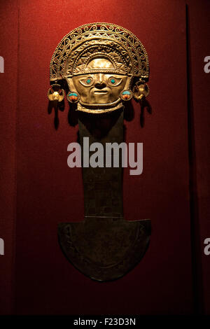 Incan ceremonial gold mask Museo del Banco Central de Reserva in Lima ...