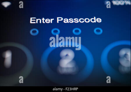 Enter Passcode. Touch screen lock screen requesting passcode Stock ...