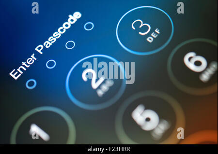Enter Passcode. Touch screen lock screen requesting passcode Stock ...