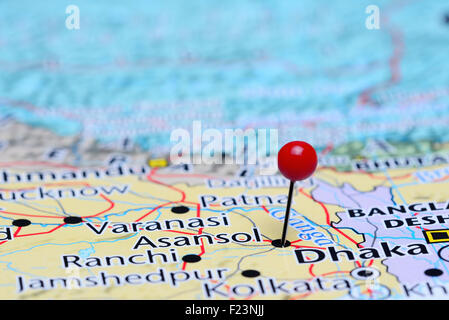 Asansol pinned on a map of Asia Stock Photo - Alamy