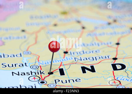 Nashik pinned on a map of India Stock Photo - Alamy
