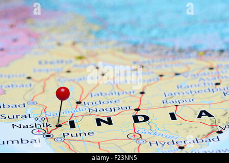 Nashik pinned on a map of India Stock Photo - Alamy