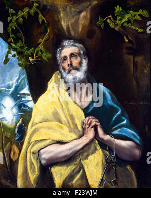 El Greco, The Tears of Saint Peter, painting, circa 1590 Stock Photo ...
