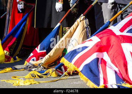 Military standards and flags, including Union Jack, lowered so they ...