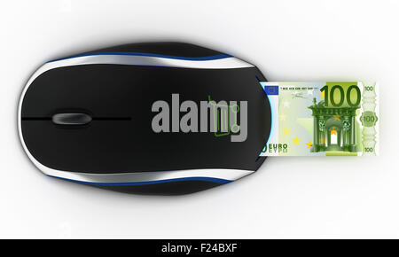 Computer mouse and one hundred euro banknote on wall Stock Photo - Alamy