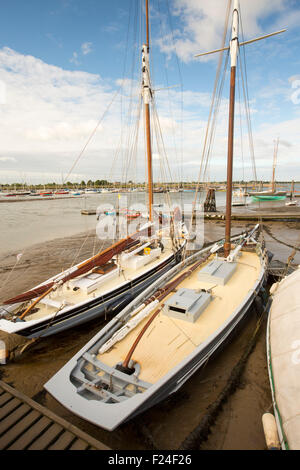 Traditional wooden Smack fishing boats off Brightlingsea, Essex, UK ...