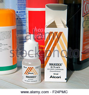 Maxidex eye drop suspension Stock Photo - Alamy