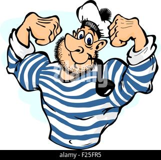 Boatswain with pipe. sea captain, marine old sailor or bluejacket ...