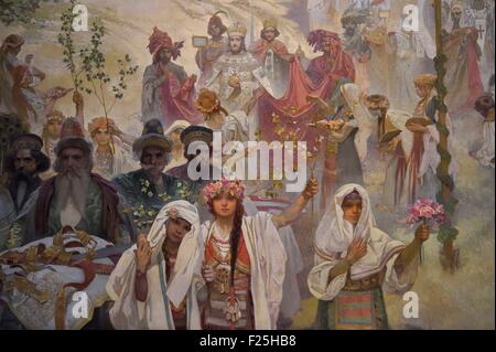 Painting 'The Coronation of Serbian Tsar Stefan Dusan' from the cycle ...