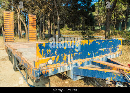 Old trailer parked in Spain Stock Photo - Alamy