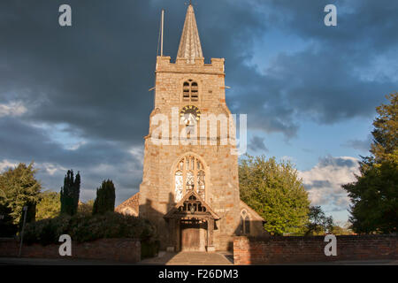 11th century Church of St Lawrence in the evening light, Chobham ...